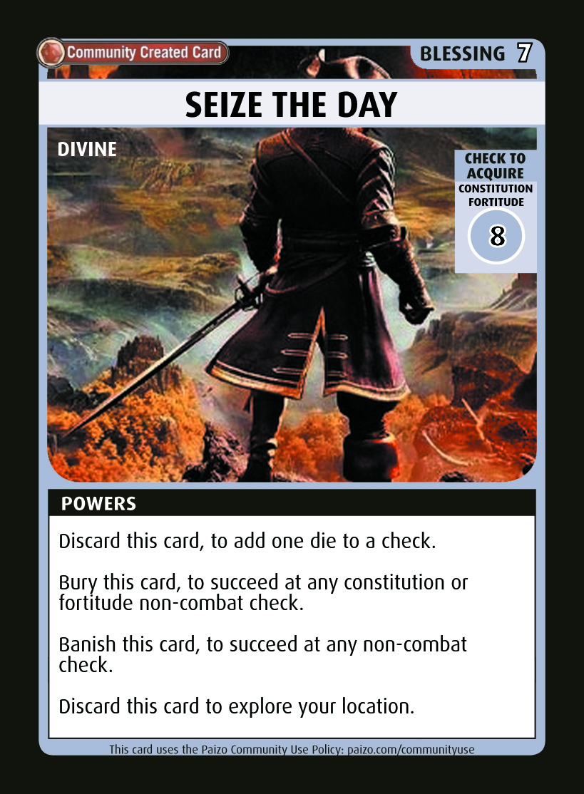 Seize The Day - Custom Card - Paizo | Pathfinder Adventure Card Game ...