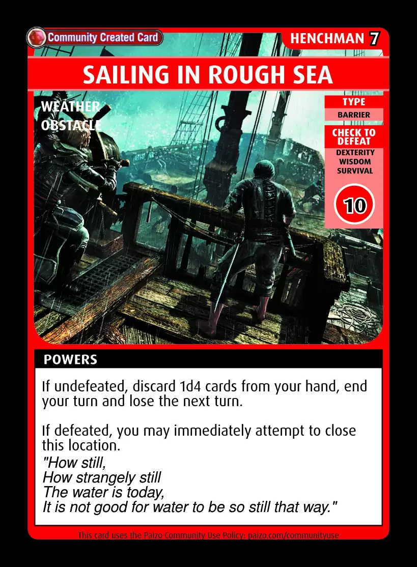 Sailing In Rough Sea - Custom Card - Paizo | Pathfinder Adventure Card ...