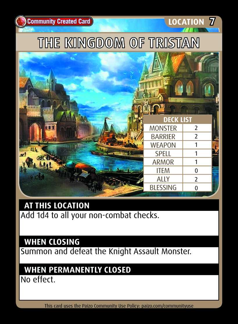 The Kingdom Of Tristan - Custom Card - Paizo | Pathfinder Adventure ...