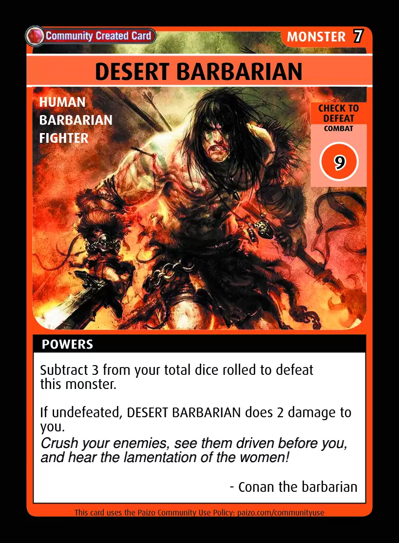 Desert Barbarian - Custom Card - Paizo | Pathfinder Adventure Card Game ...