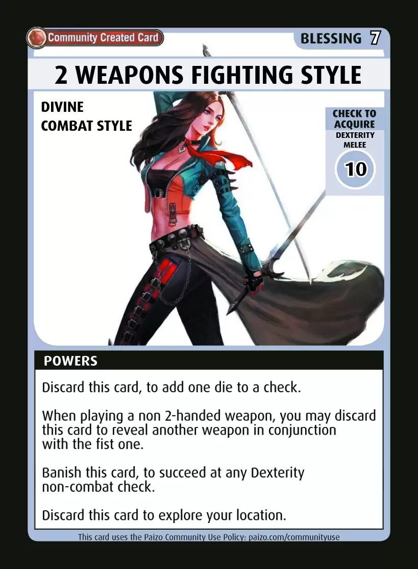 2 Weapons Fighting Style - Custom Card - Paizo | Pathfinder Adventure ...