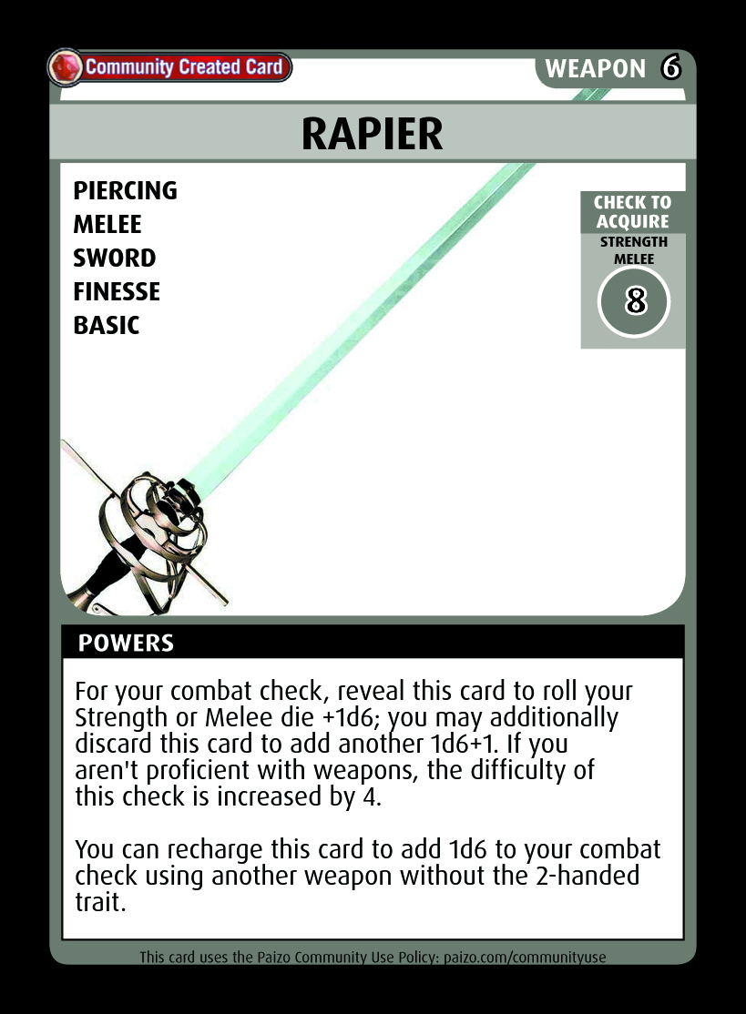 Rapier - Custom Card - Paizo | Pathfinder Adventure Card Game Community ...