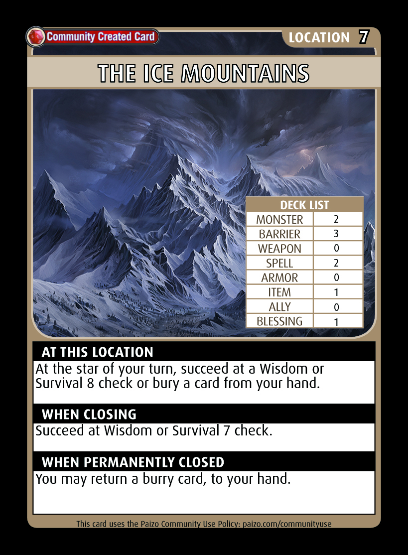 The Ice Mountains - Custom Card - Paizo | Pathfinder Adventure Card ...
