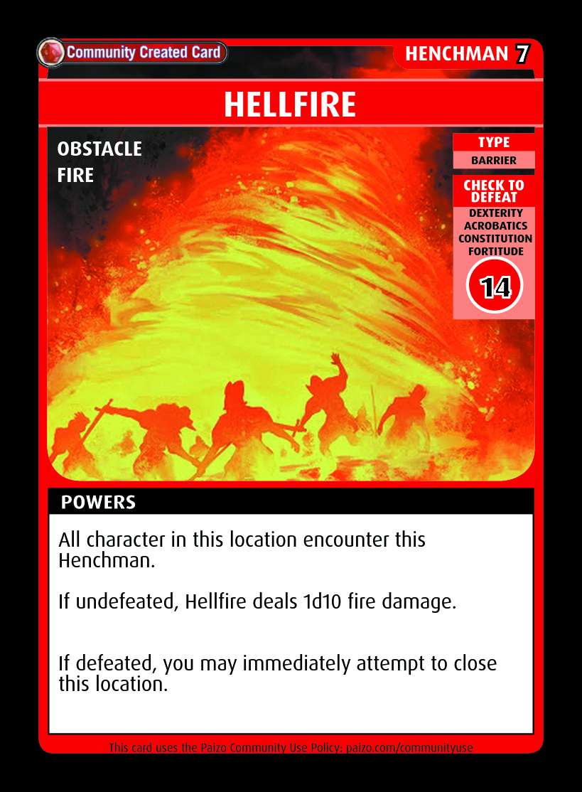 Hellfire - Custom Card - Paizo | Pathfinder Adventure Card Game Community Cards | DriveThruRPG