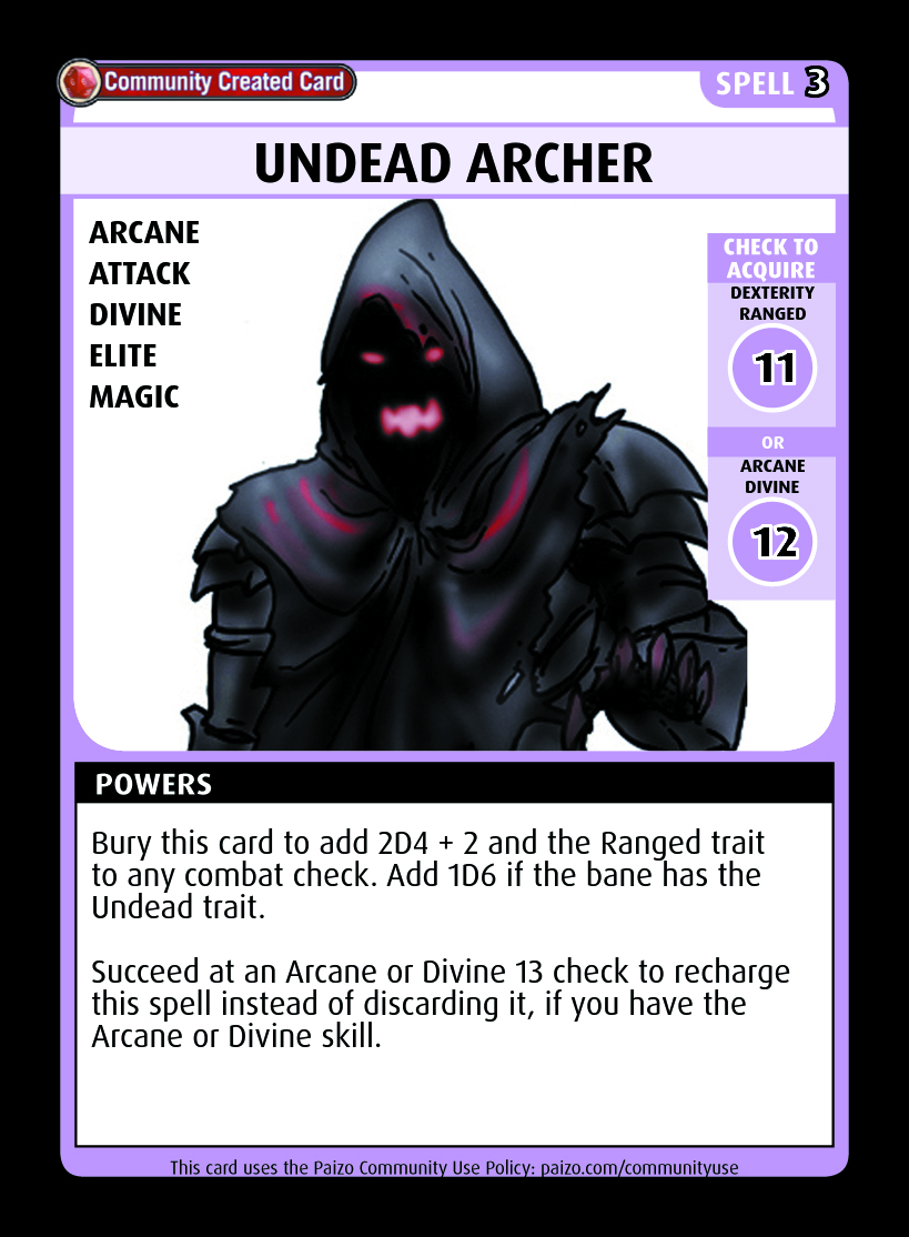 Undead Archer - Custom Card - Paizo | Pathfinder Adventure Card Game ...