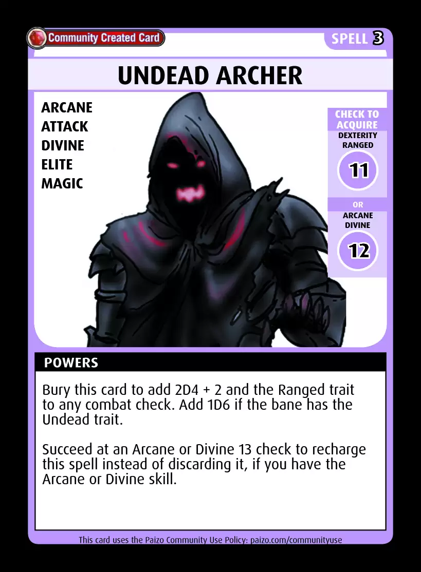 Undead Archer - Custom Card - Paizo | Pathfinder Adventure Card Game ...