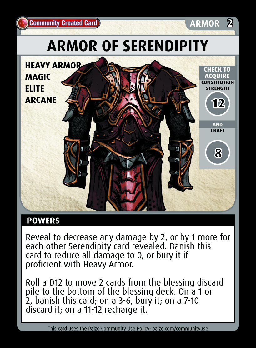 Armor Of Serendipity - Custom Card - Paizo | Pathfinder Adventure Card Game Community Cards ...