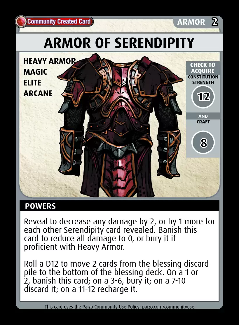 Armor Of Serendipity - Custom Card - Paizo | Pathfinder Adventure Card ...