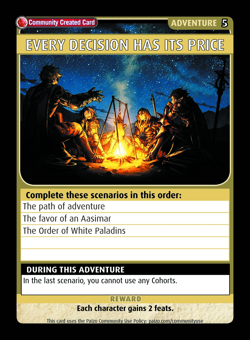 Every Decision Has Its Price - Custom Card - Paizo | Pathfinder ...
