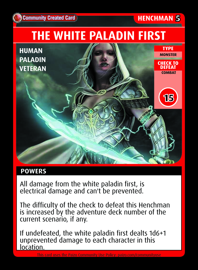 The White Paladin First - Custom Card - Paizo | Pathfinder Adventure ...