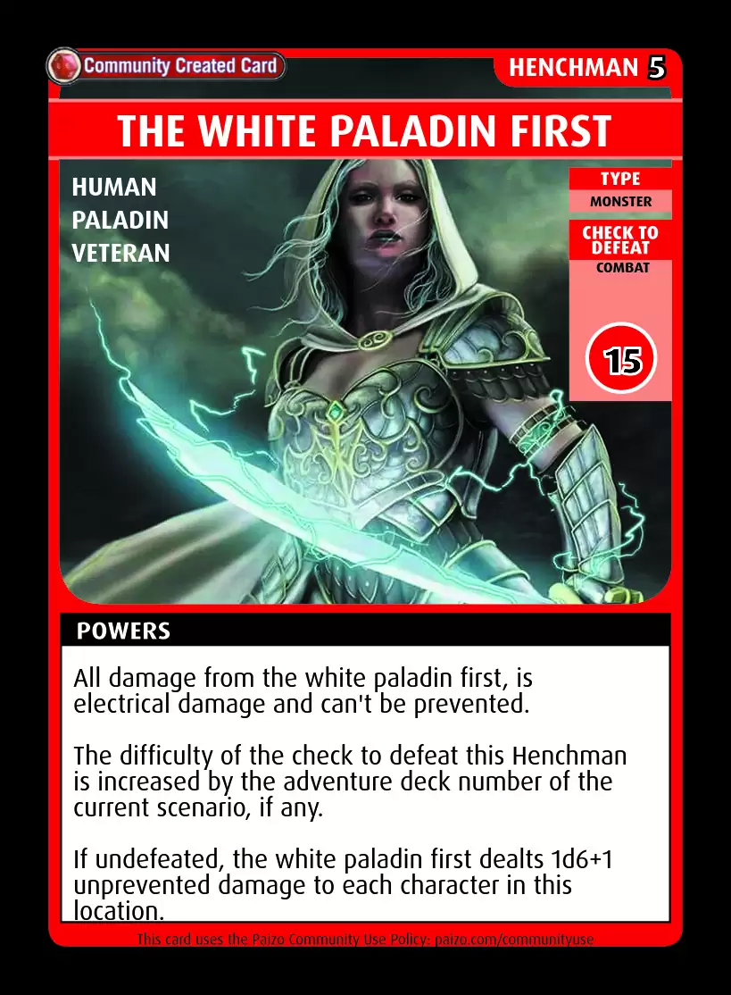 The White Paladin First - Custom Card - Paizo | Pathfinder Adventure ...