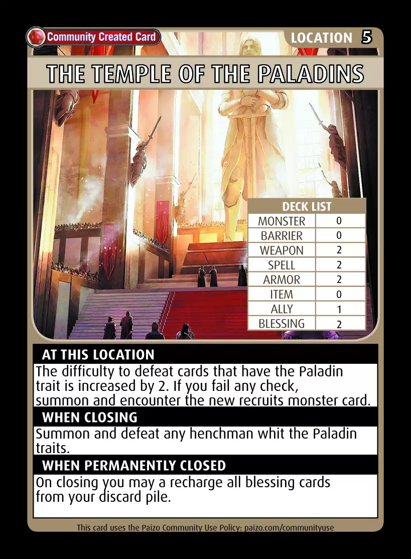 The Temple Of The Paladins - Custom Card - Paizo | Pathfinder Adventure ...
