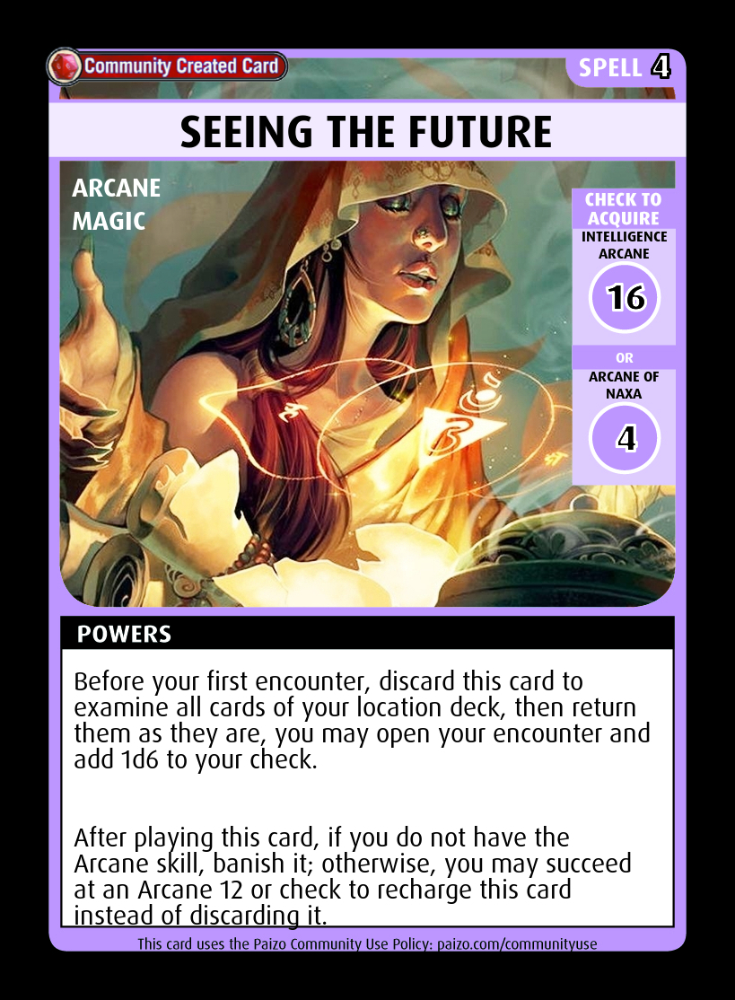 Seeing The Future - Custom Card - Paizo | Pathfinder Adventure Card ...
