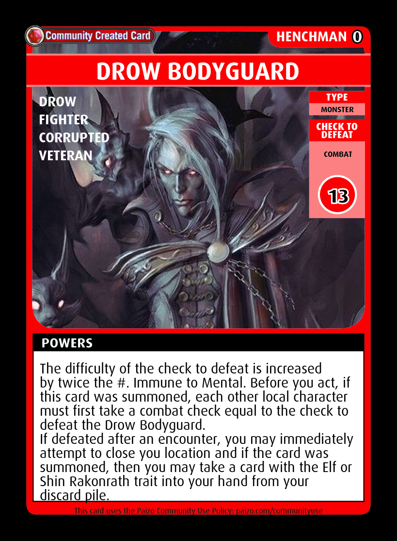 Drow Bodyguard - Custom Card - Paizo | Pathfinder Adventure Card Game ...