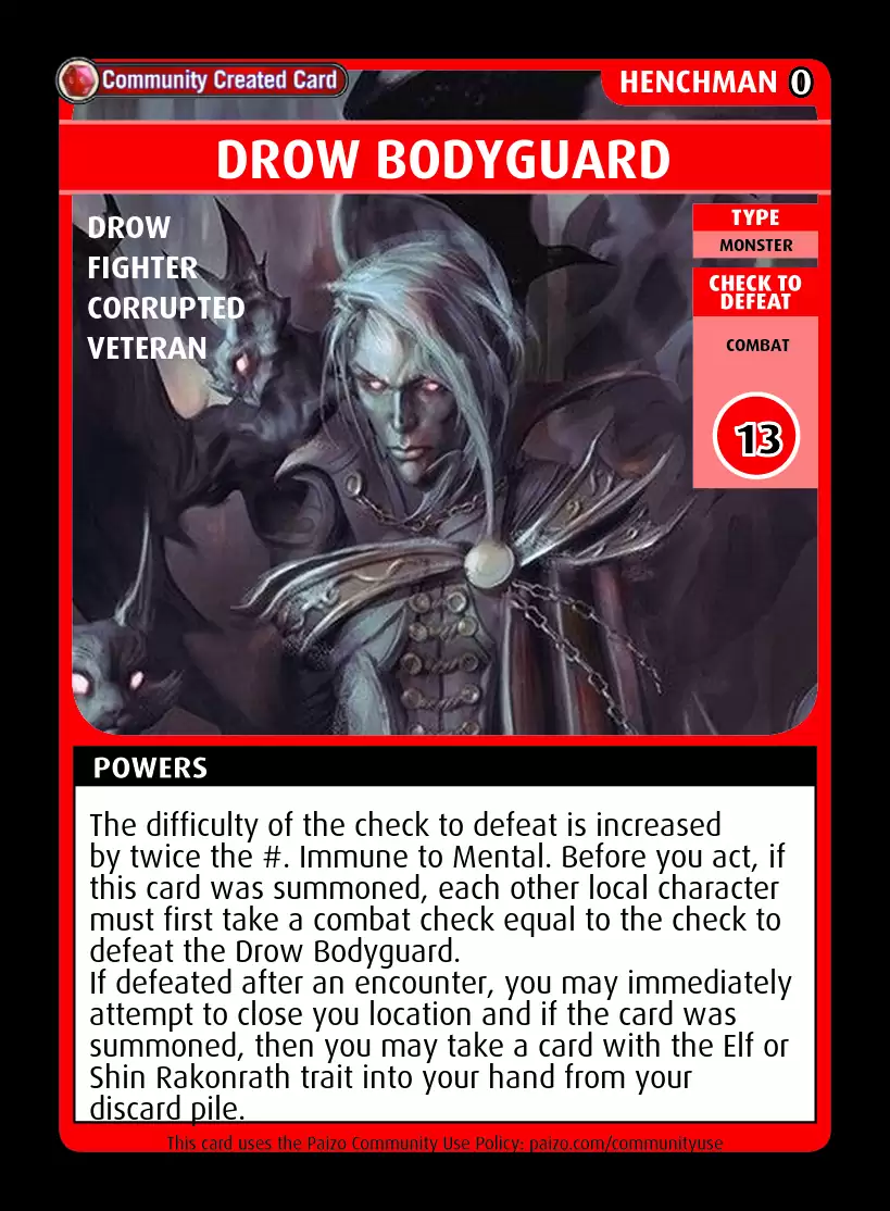 Drow Bodyguard - Custom Card - Paizo | Pathfinder Adventure Card Game ...