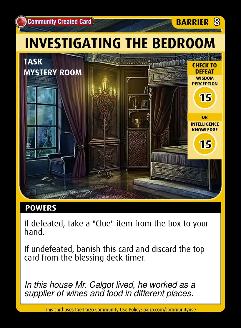 Investigating The Bedroom - Custom Card - Paizo | Pathfinder Adventure ...