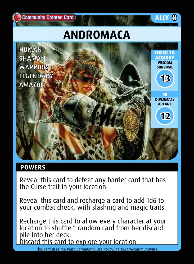 Andromaca - Custom Card - Paizo | Pathfinder Adventure Card Game ...