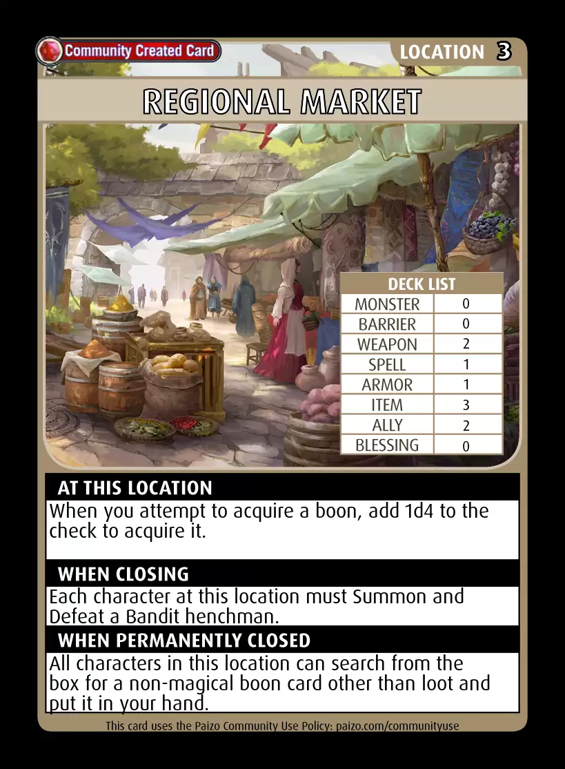 Regional Market - Custom Card - Paizo | Pathfinder Adventure Card Game ...