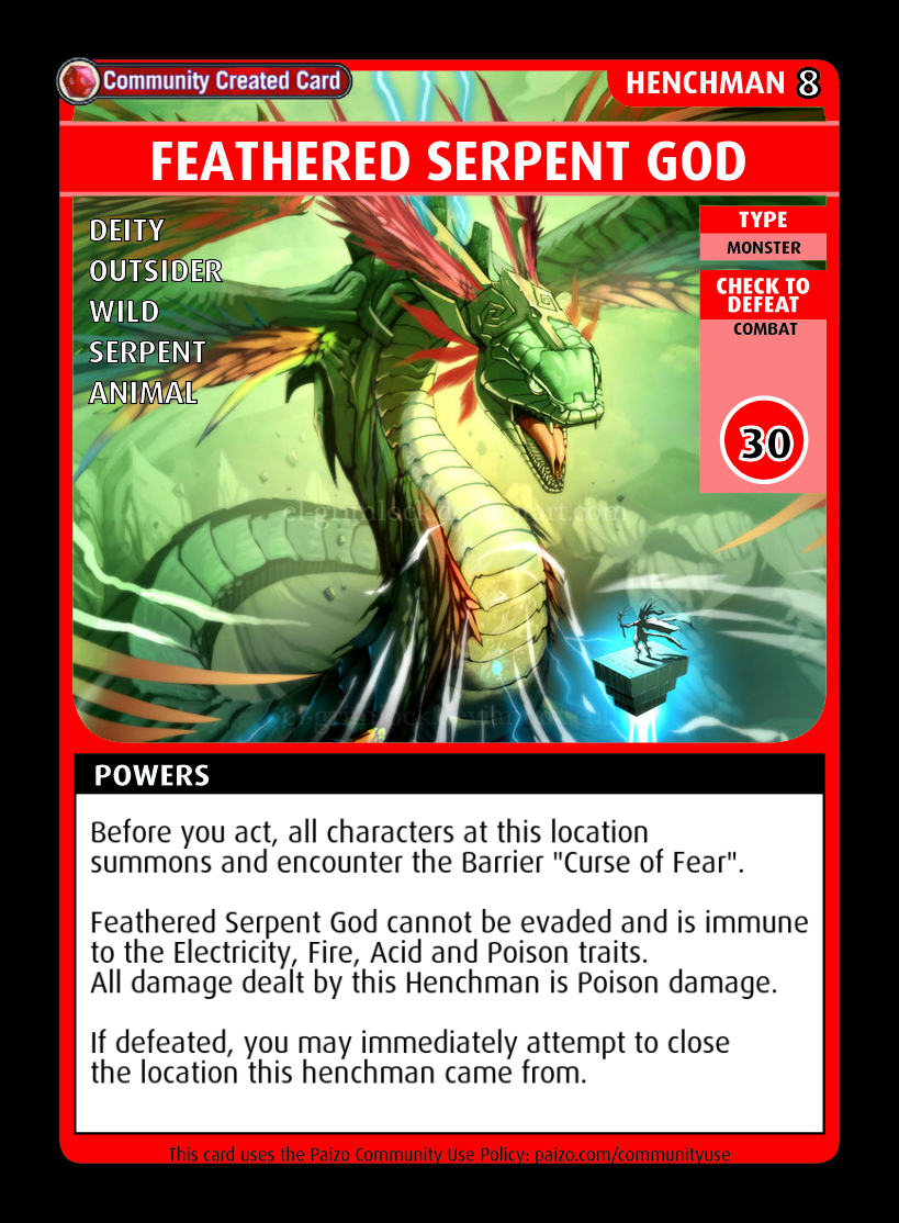 Feathered Serpent God - Custom Card - Paizo | Pathfinder Adventure Card ...