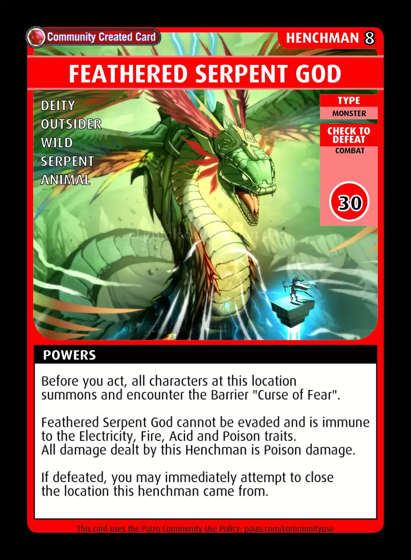 Feathered Serpent God - Custom Card - Paizo | Pathfinder Adventure Card ...