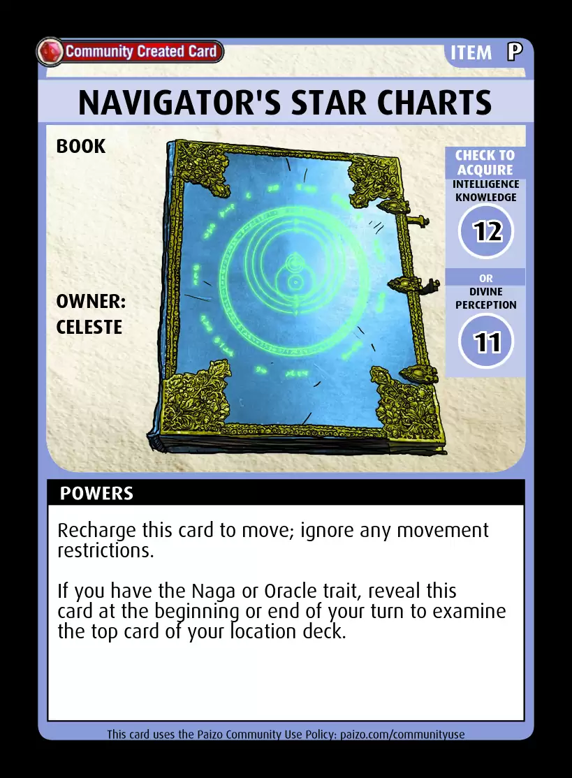 Navigator's Star Charts - Custom Card - Paizo | Pathfinder Adventure Card Game Community Cards ...