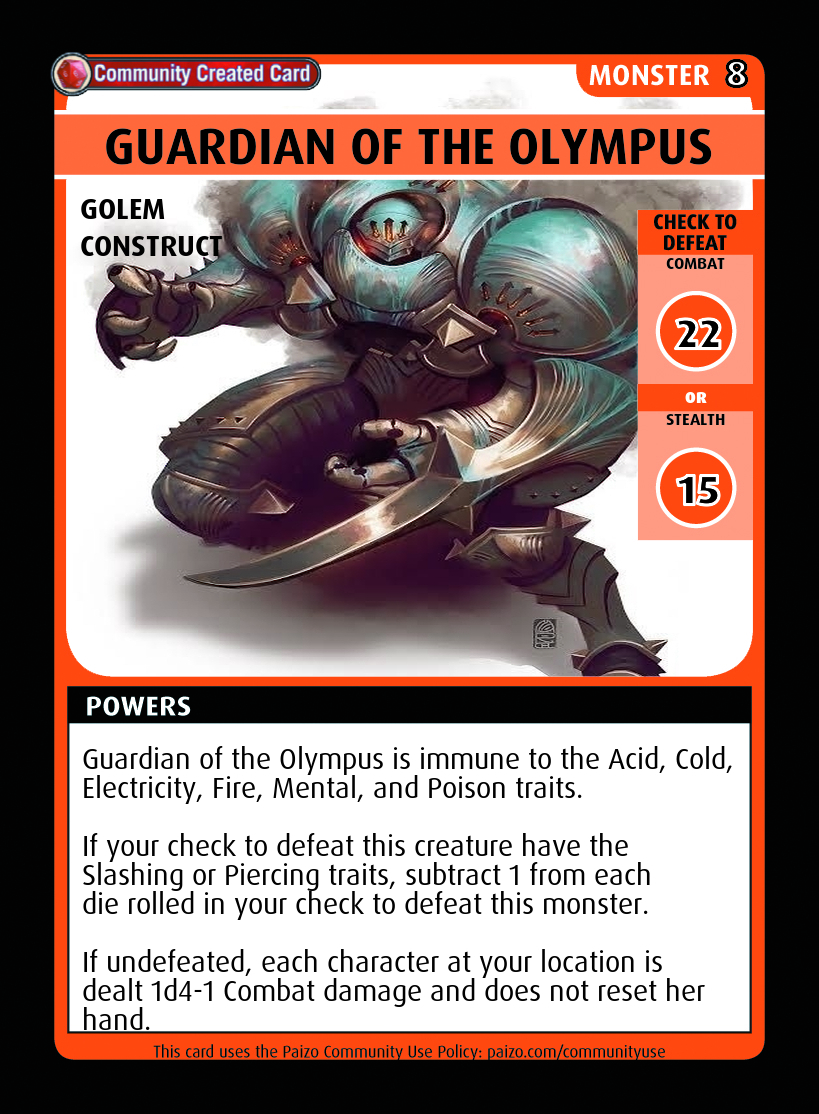 Guardian Of The Olympus - Custom Card - Paizo | Pathfinder Adventure ...