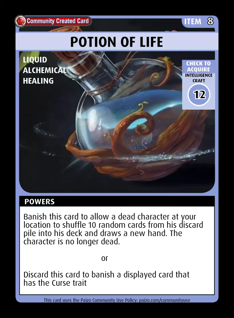 Potion Of Life - Custom Card - Paizo | Pathfinder Adventure Card Game ...