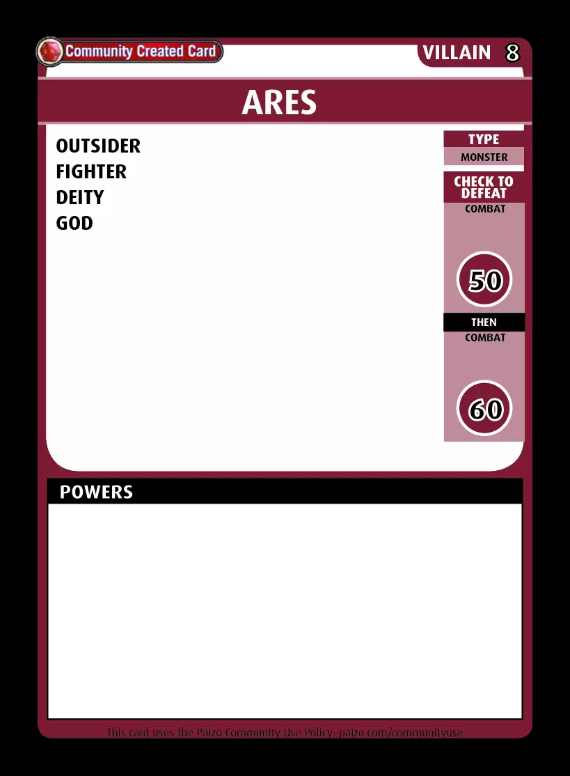 Ares - Custom Card - Paizo | Pathfinder Adventure Card Game Community ...
