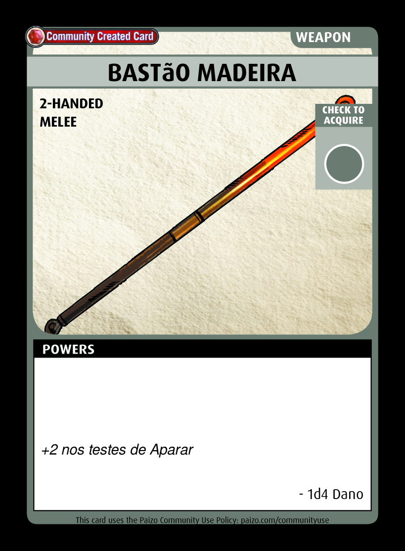 Bastão Madeira - Custom Card - Paizo | Pathfinder Adventure Card Game ...