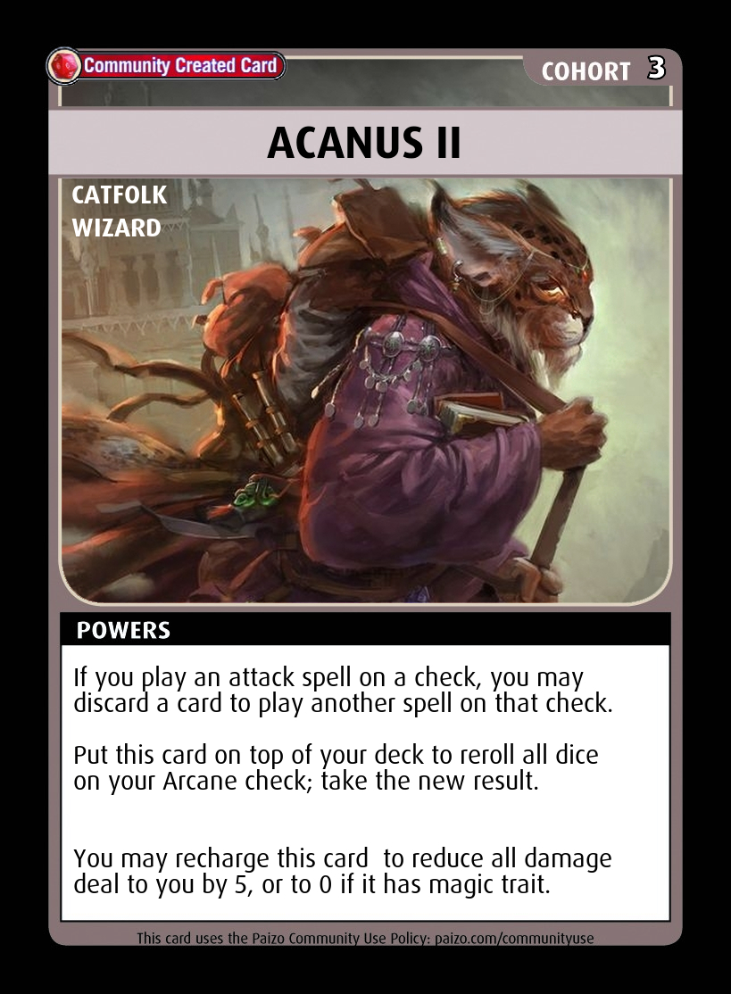 Acanus Ii - Custom Card - Paizo | Pathfinder Adventure Card Game ...
