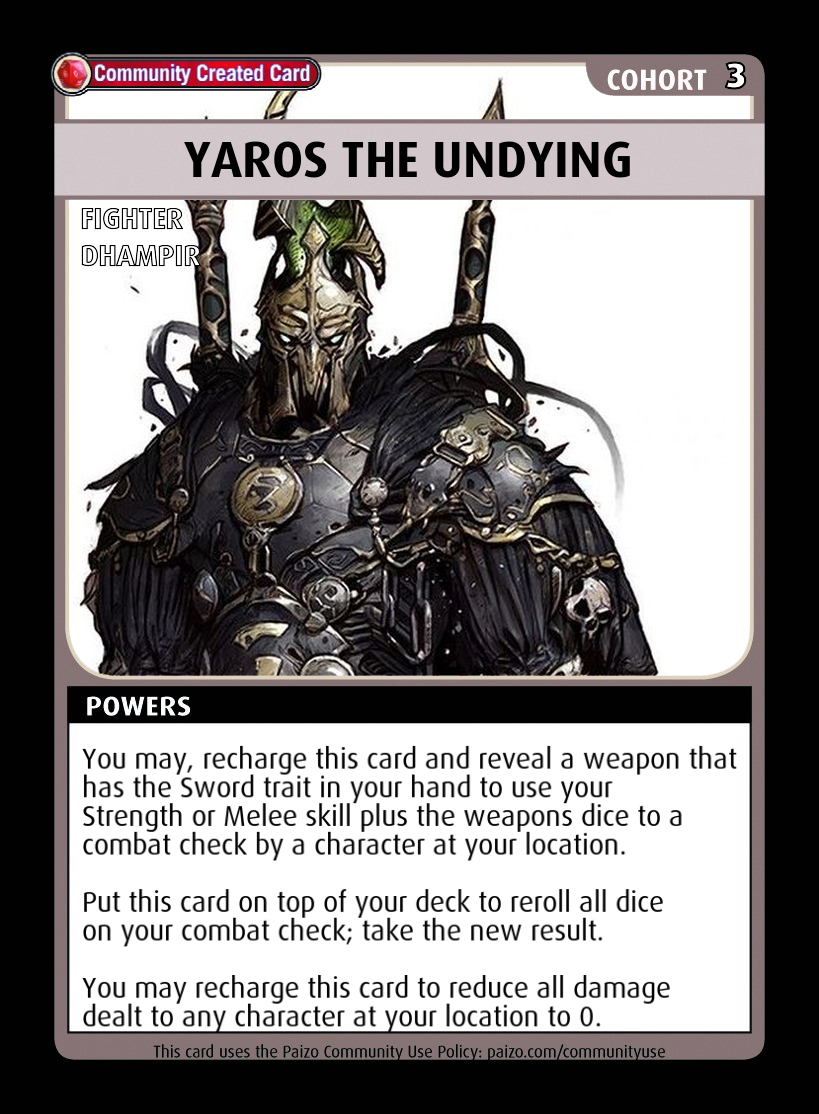 Yaros The Undying - Custom Card - Paizo | Pathfinder Adventure Card ...