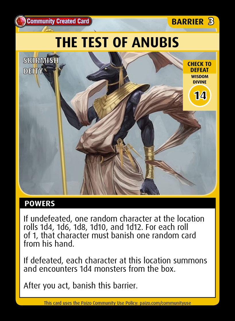 The Test Of Anubis - Custom Card - Paizo | Pathfinder Adventure Card ...