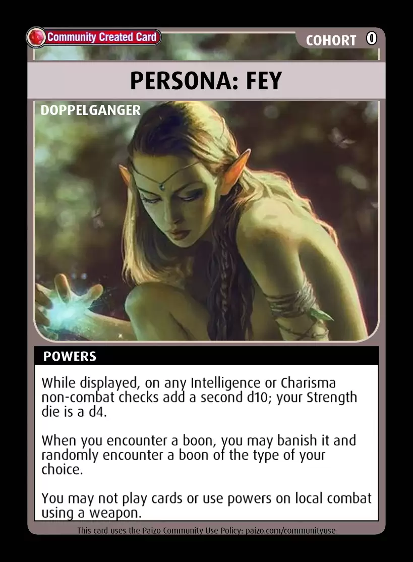 Persona: Fey - Custom Card - Paizo | Pathfinder Adventure Card Game ...