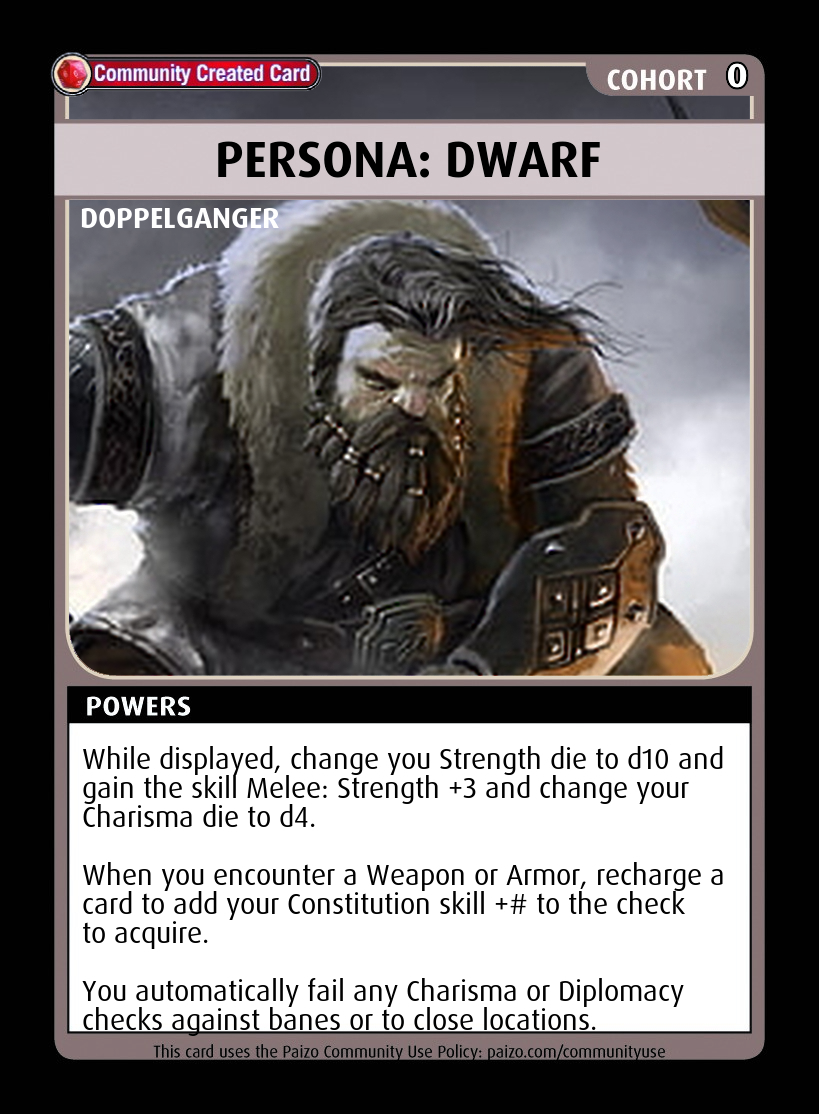 Persona: Dwarf - Custom Card - Paizo | Pathfinder Adventure Card Game ...