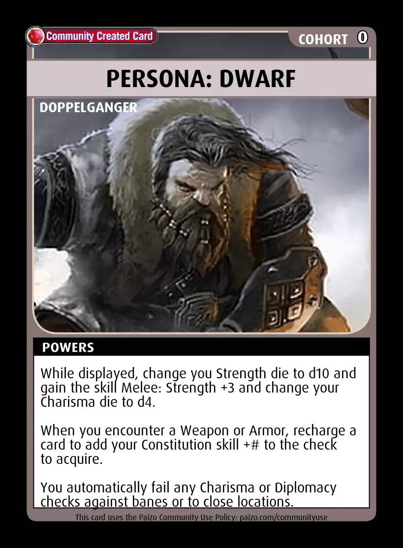 Persona: Dwarf - Custom Card - Paizo | Pathfinder Adventure Card Game ...