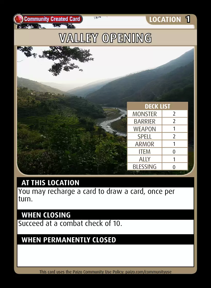 Valley Opening - Custom Card - Paizo | Pathfinder Adventure Card Game ...