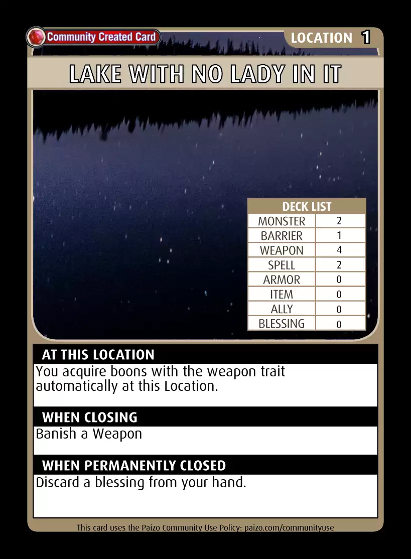 Lake With No Lady In It - Custom Card - Paizo | Pathfinder Adventure ...