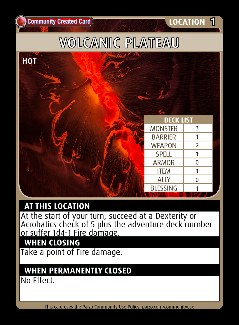 Volcanic Plateau - Custom Card - Paizo | Pathfinder Adventure Card Game ...