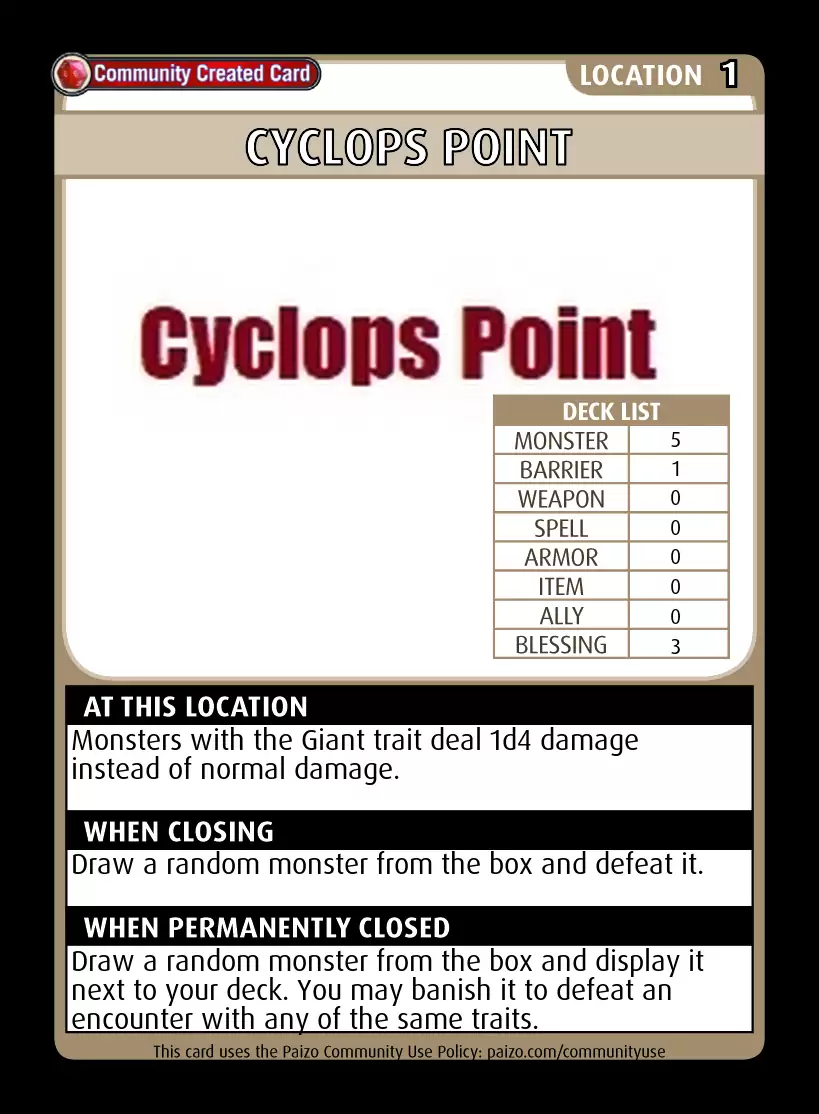 Cyclops Point - Custom Card - Paizo | Pathfinder Adventure Card Game ...