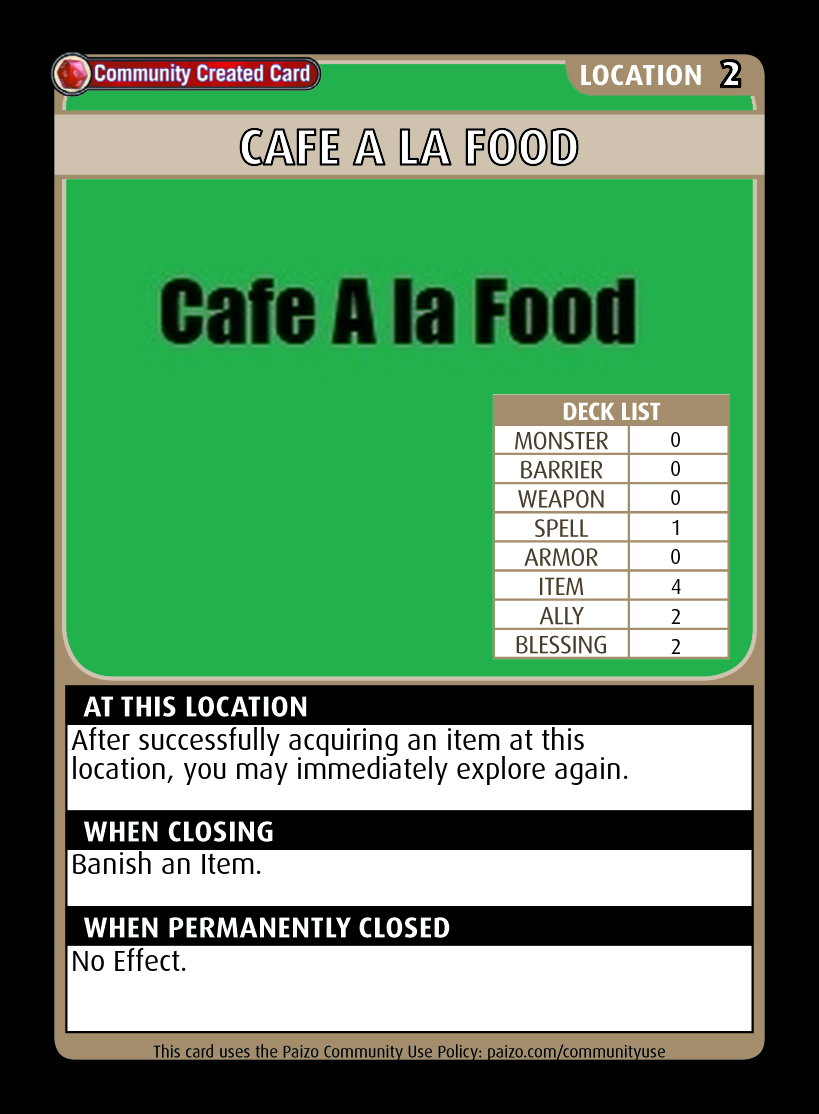 Cafe A La Food - Custom Card - Paizo | Pathfinder Adventure Card Game ...