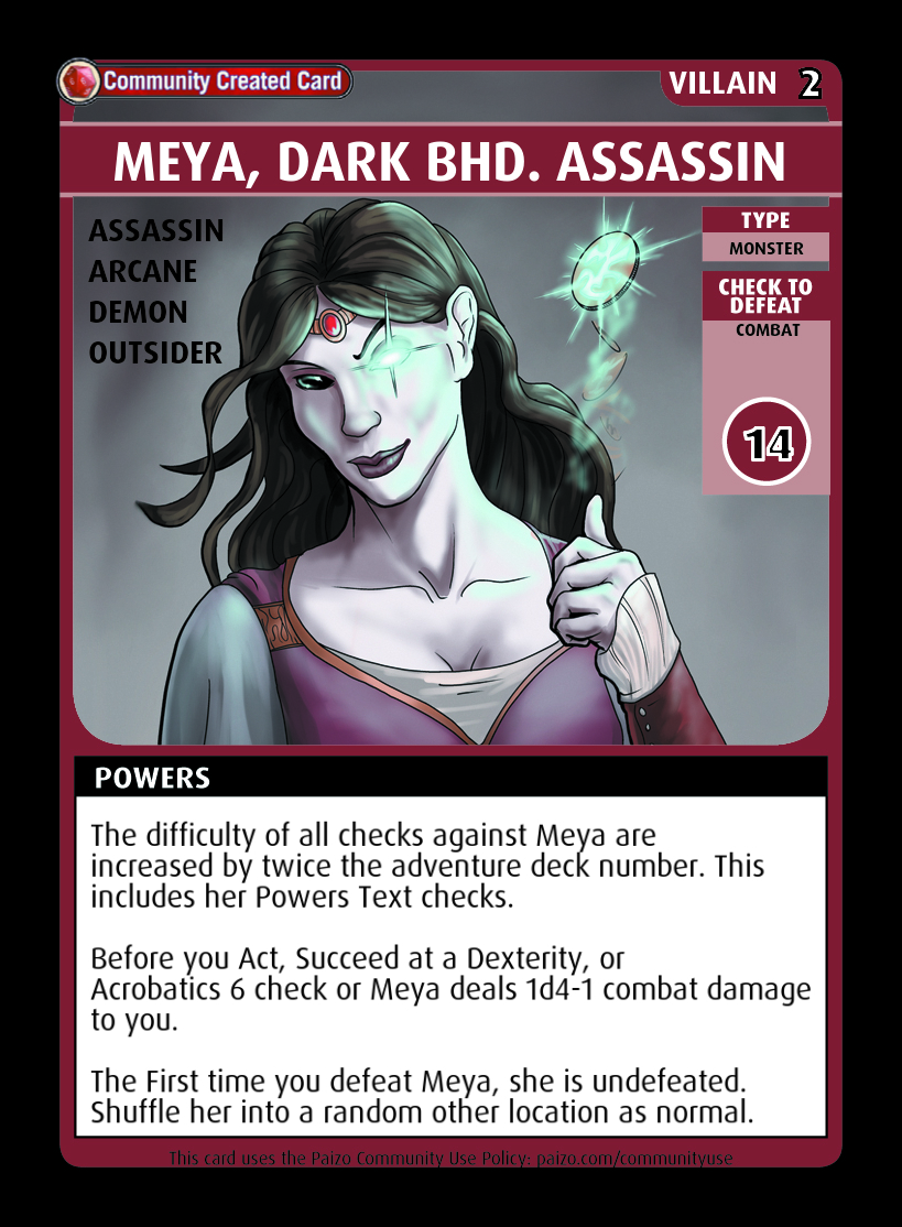 Meya, Dark Bhd. Assassin - Custom Card - Paizo | Pathfinder Adventure Card Game Community Cards ...