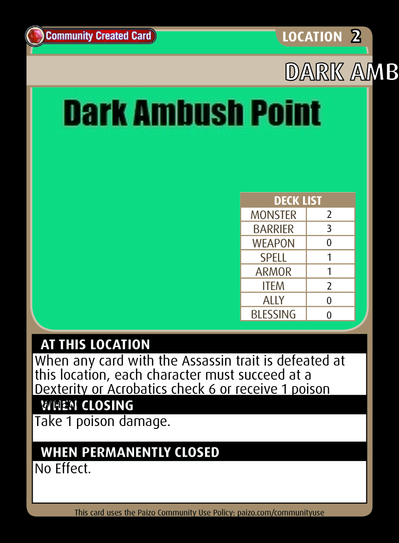Dark Ambush Point - Custom Card - Paizo | Pathfinder Adventure Card ...
