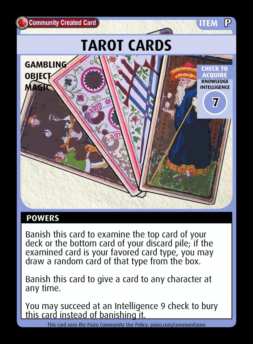 Tarot Cards - Custom Card - Paizo | Pathfinder Adventure Card Game ...