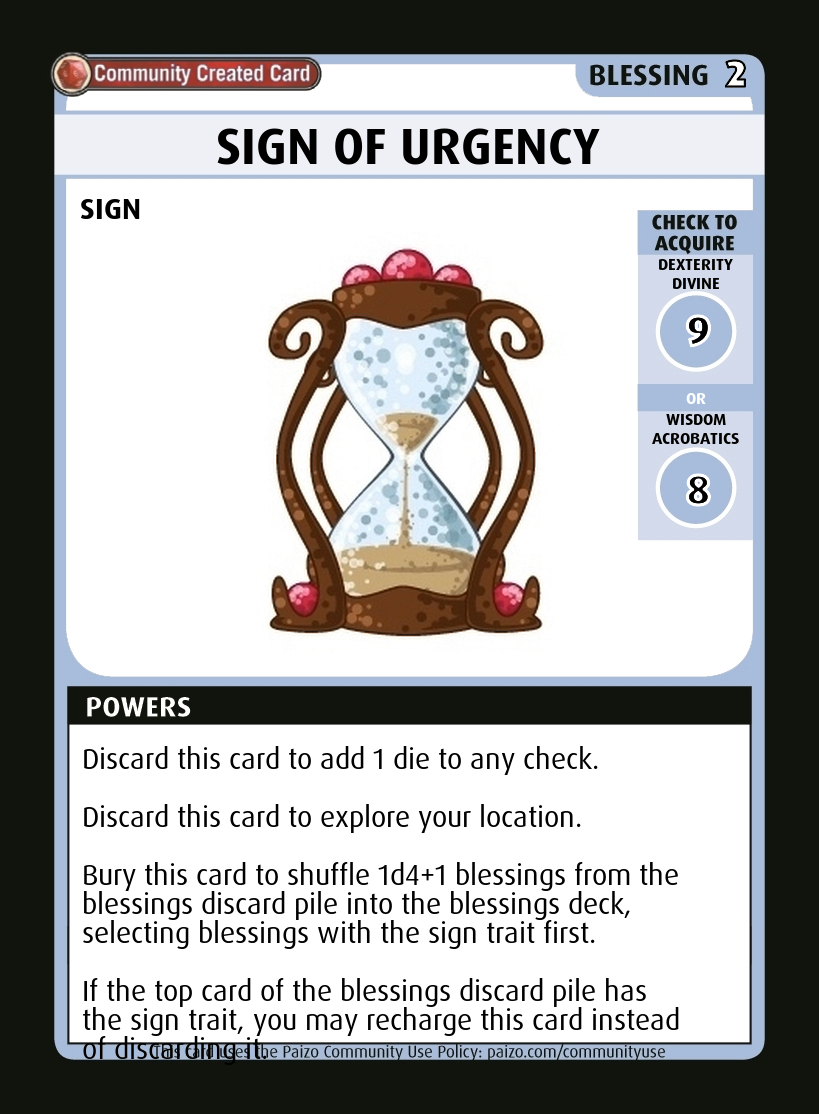 Sign Of Urgency - Custom Card - Paizo | Pathfinder Adventure Card Game ...