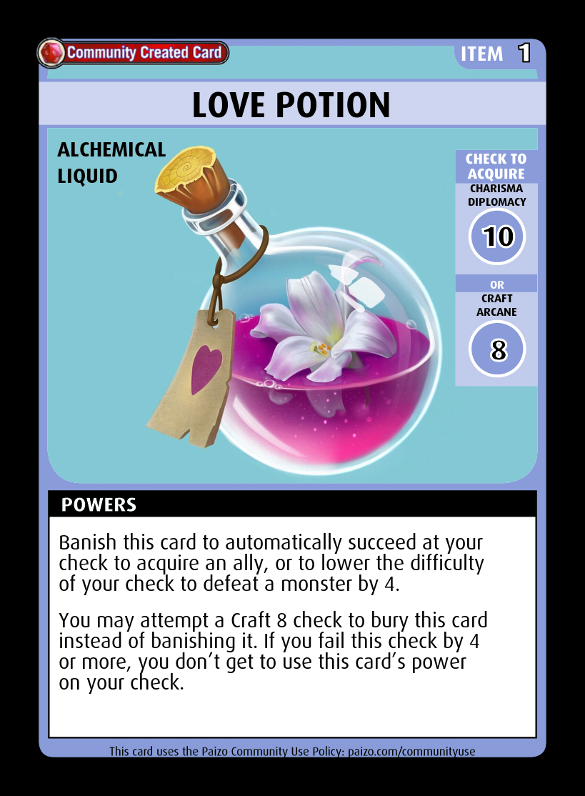 Love Potion - Custom Card - Paizo | Pathfinder Adventure Card Game ...