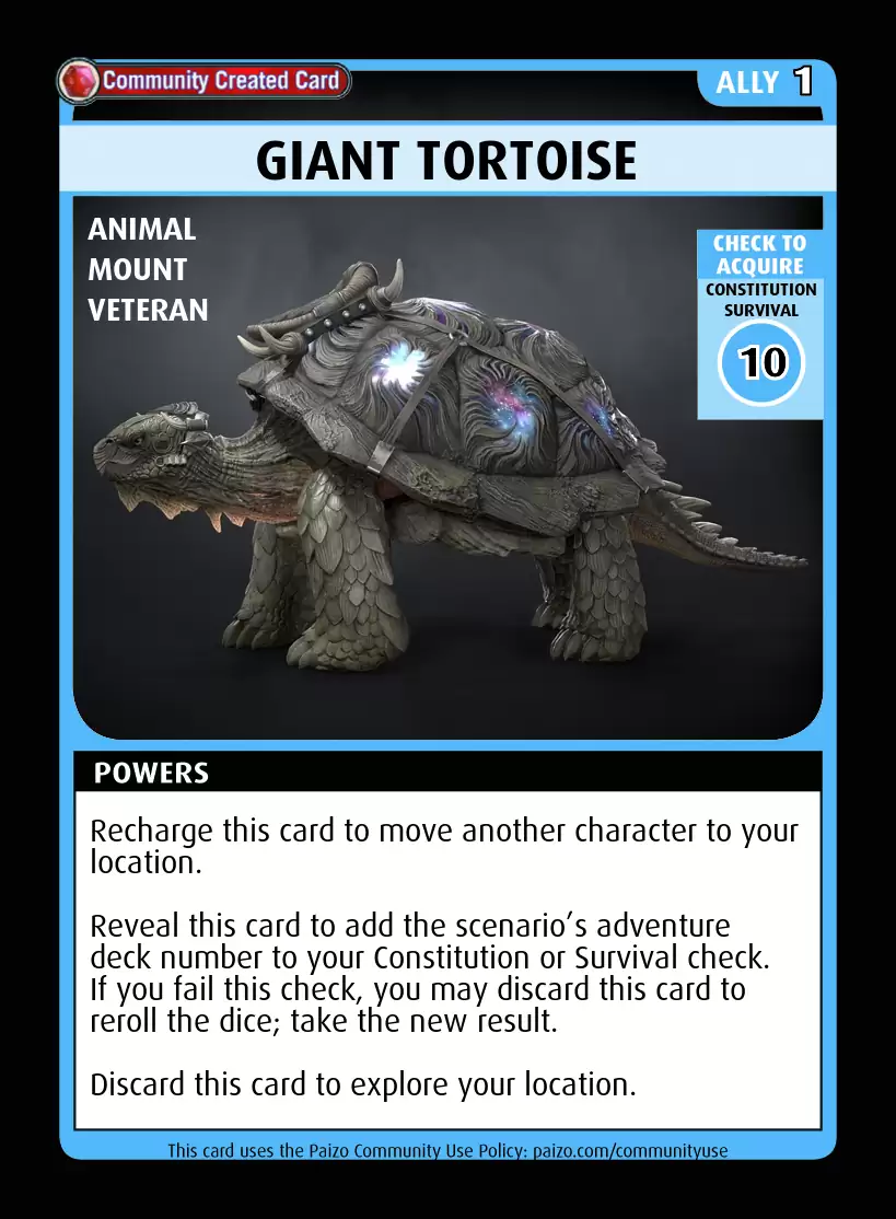 Giant Tortoise - Custom Card - Paizo | Pathfinder Adventure Card Game ...