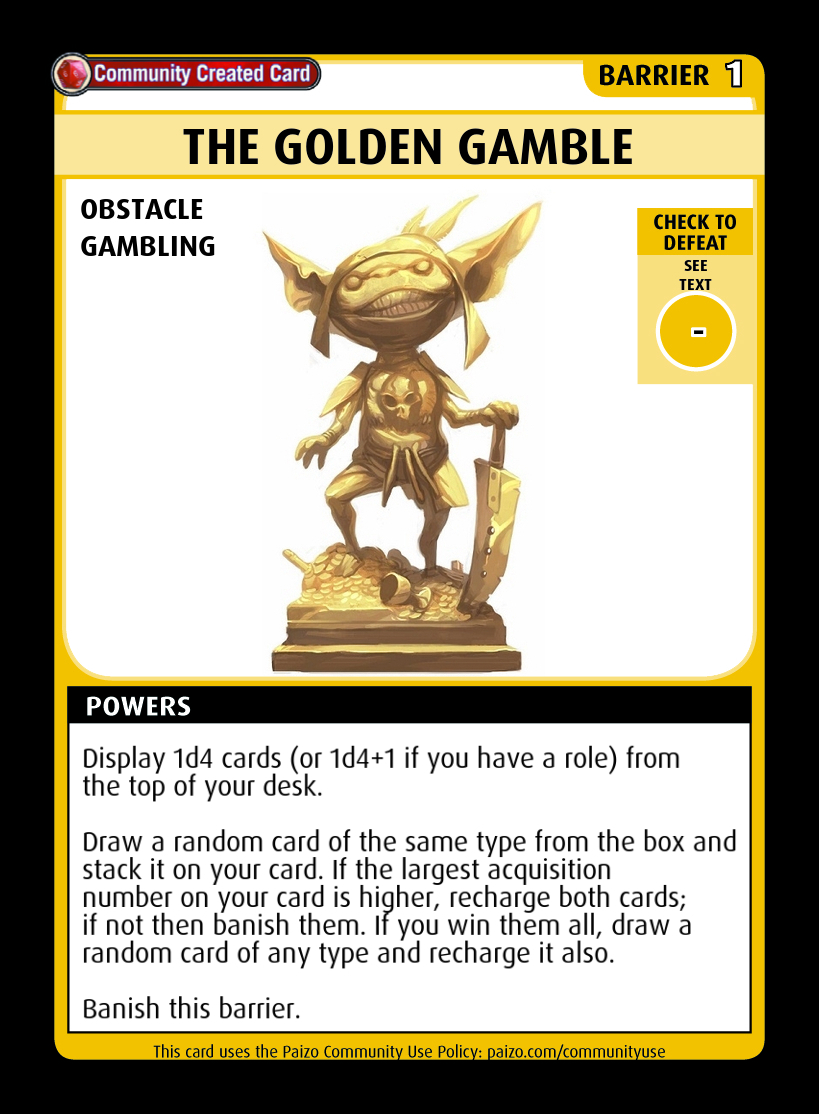 The Golden Gamble - Custom Card - Paizo | Pathfinder Adventure Card ...