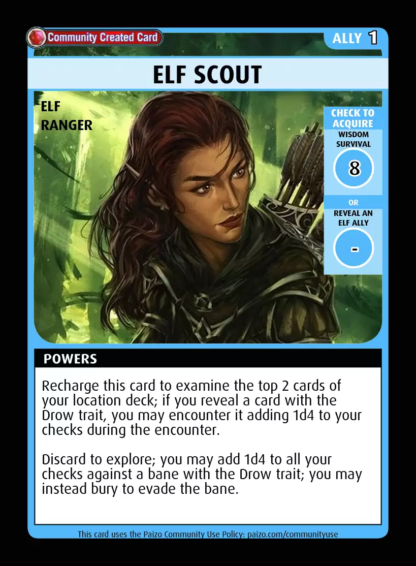 Elf Scout - Custom Card - Paizo | Pathfinder Adventure Card Game ...