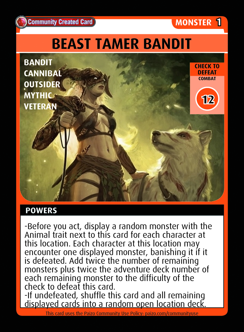 Beast Tamer Bandit - Custom Card - Paizo | Pathfinder Adventure Card ...