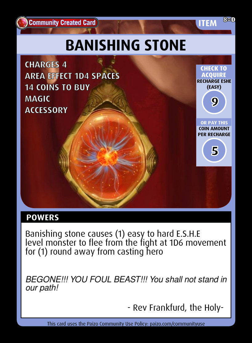 Banishing Stone - Custom Card - Paizo | Pathfinder Adventure Card Game ...